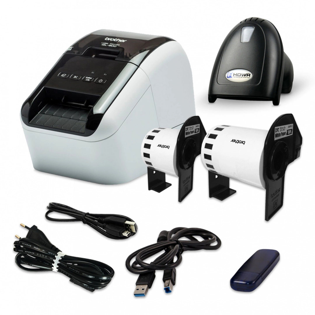 Drukarka etykiet Brother QL-800 duocolor 300dpi / do 62mm / PC / Mac / USB / z czytnikiem kodów ...