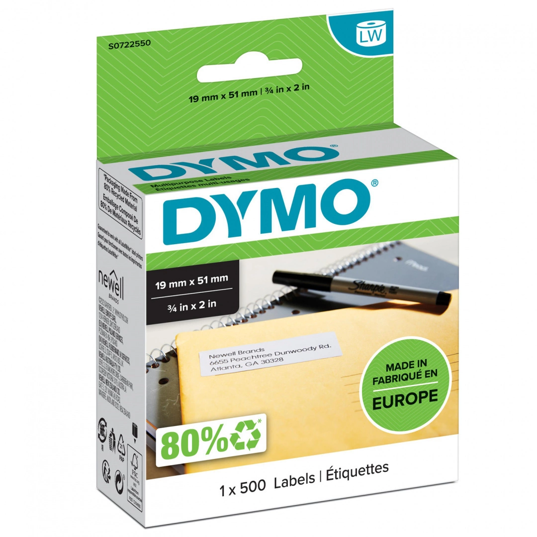 Oryginalne etykiety DYMO LW 11355 S0722550 19mm x 51mm białe/czarny ...